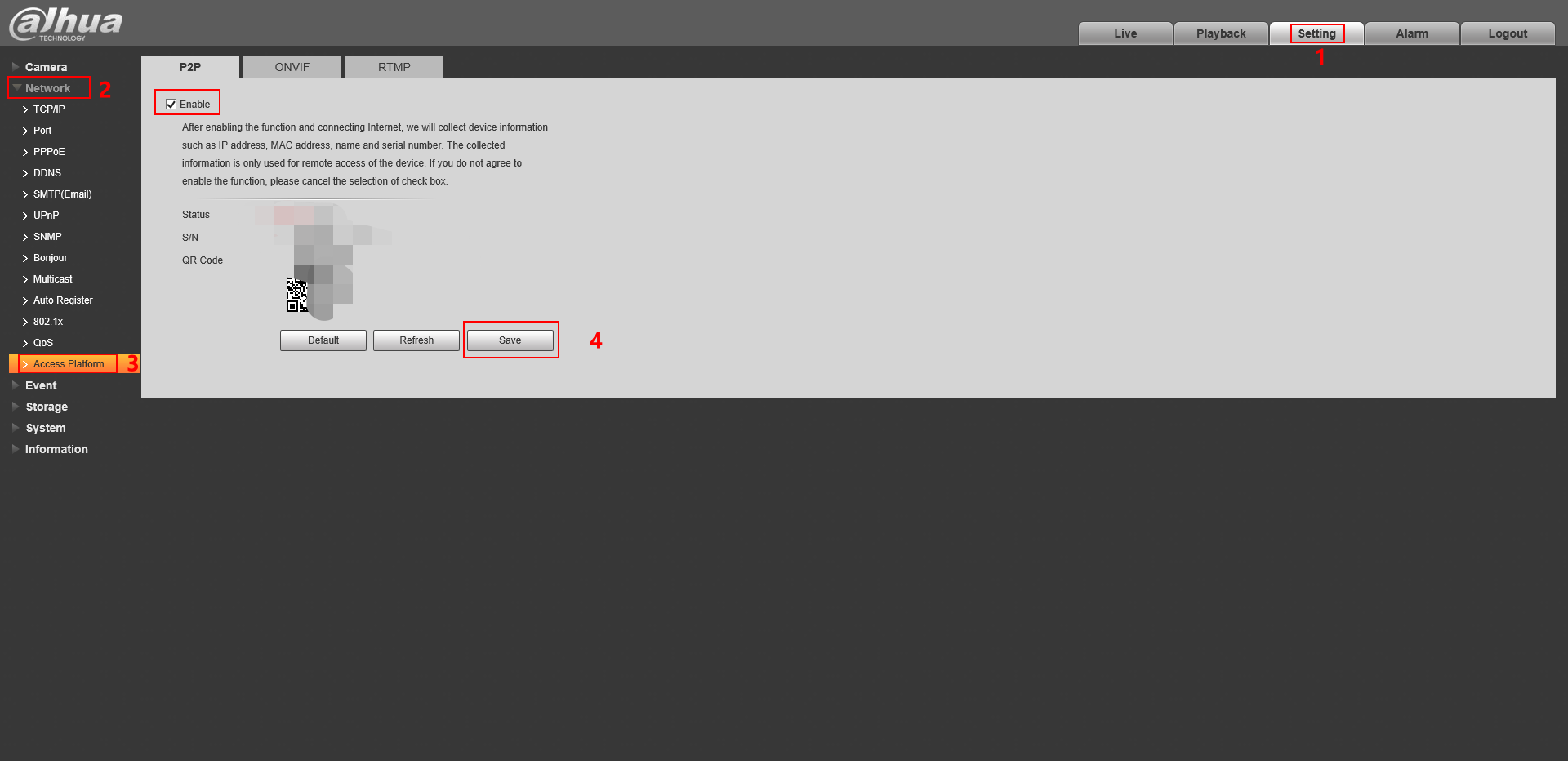 How to find the SN and related QR code on camera webpage – Dahua Tech ...