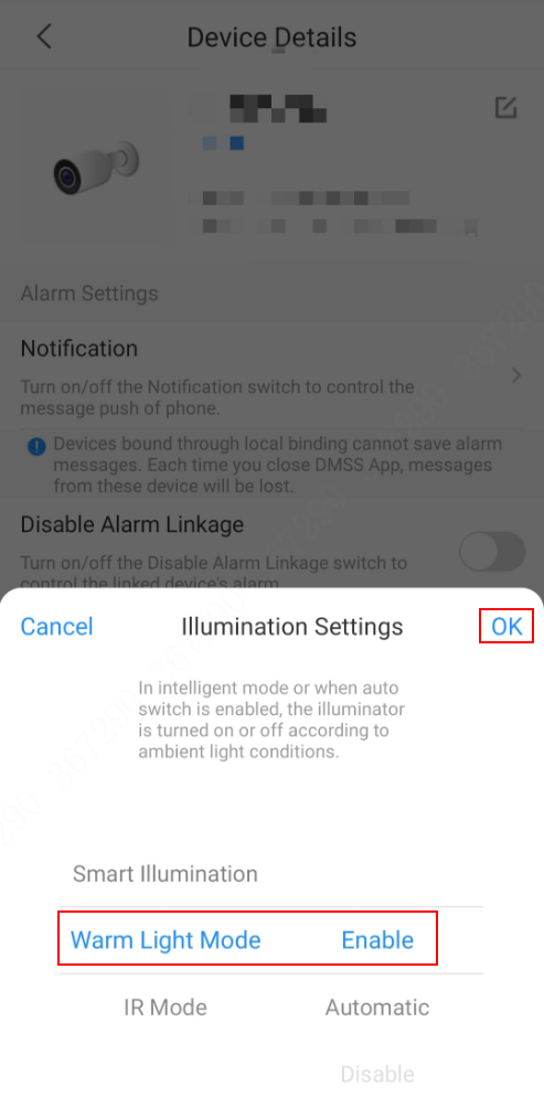 How to turn on/off the illumination light on camera via DMSS – Dahua ...